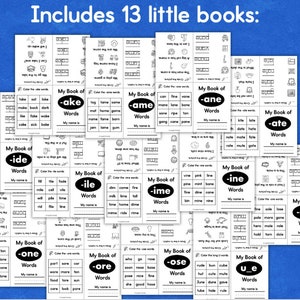 Silent E Words Cvce Word Families Phonics Mini Books - Kindergarten 1st ...