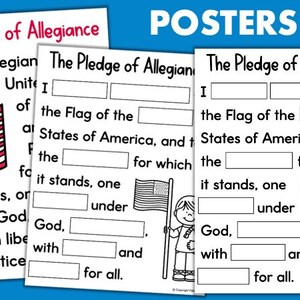 The Pledge of Allegiance Poster Worksheets and Vocabulary Activities ...