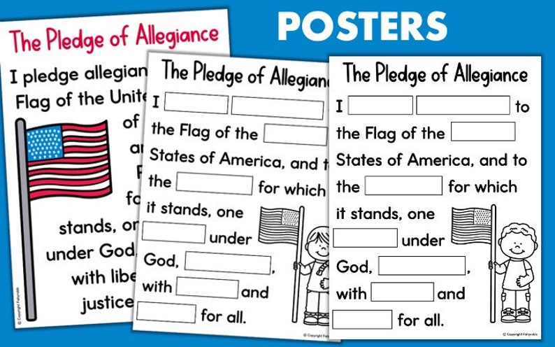 The Pledge of Allegiance Poster Worksheets and Vocabulary Activities ...
