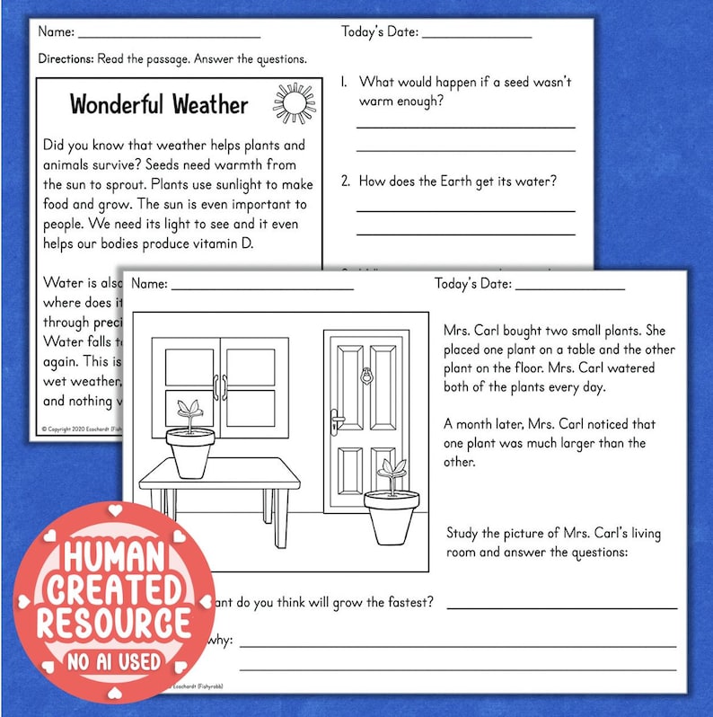 Weather and Seasons Science Reading Worksheets 2nd 3rd Grade Homeschool ...