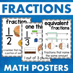 Fractions Math Posters Classroom Homeschool - Etsy