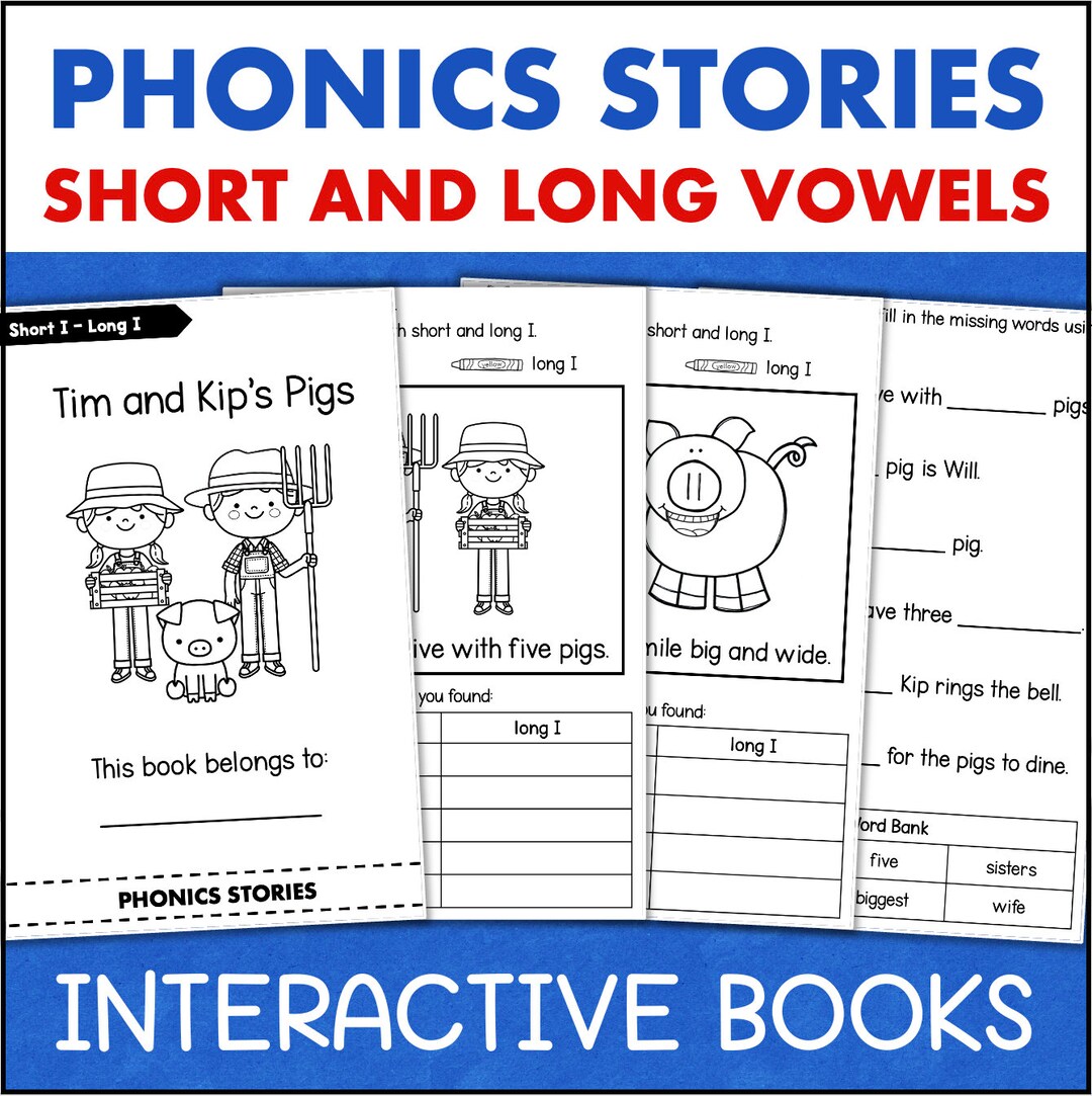 Phonics Readers Short and Long Vowels - Learn to Read Interactive Books ...