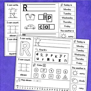 Kindergarten Daily Reading and Math Practice Morning Work Worksheets ...