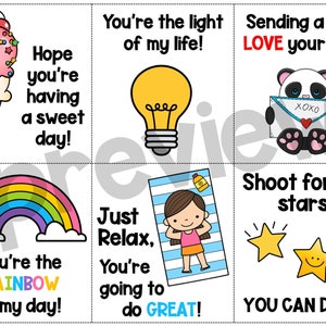 Cute Printable LUNCH BOX NOTES Positive Encouragement for Kids - Etsy