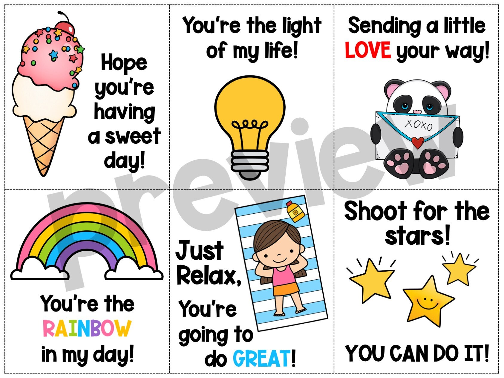 Cute Printable LUNCH BOX NOTES Positive Encouragement for Kids - Etsy
