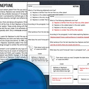 SOLAR SYSTEM Sun Planets Reading Worksheets Passages With Comprehension Questions Homeschool ...