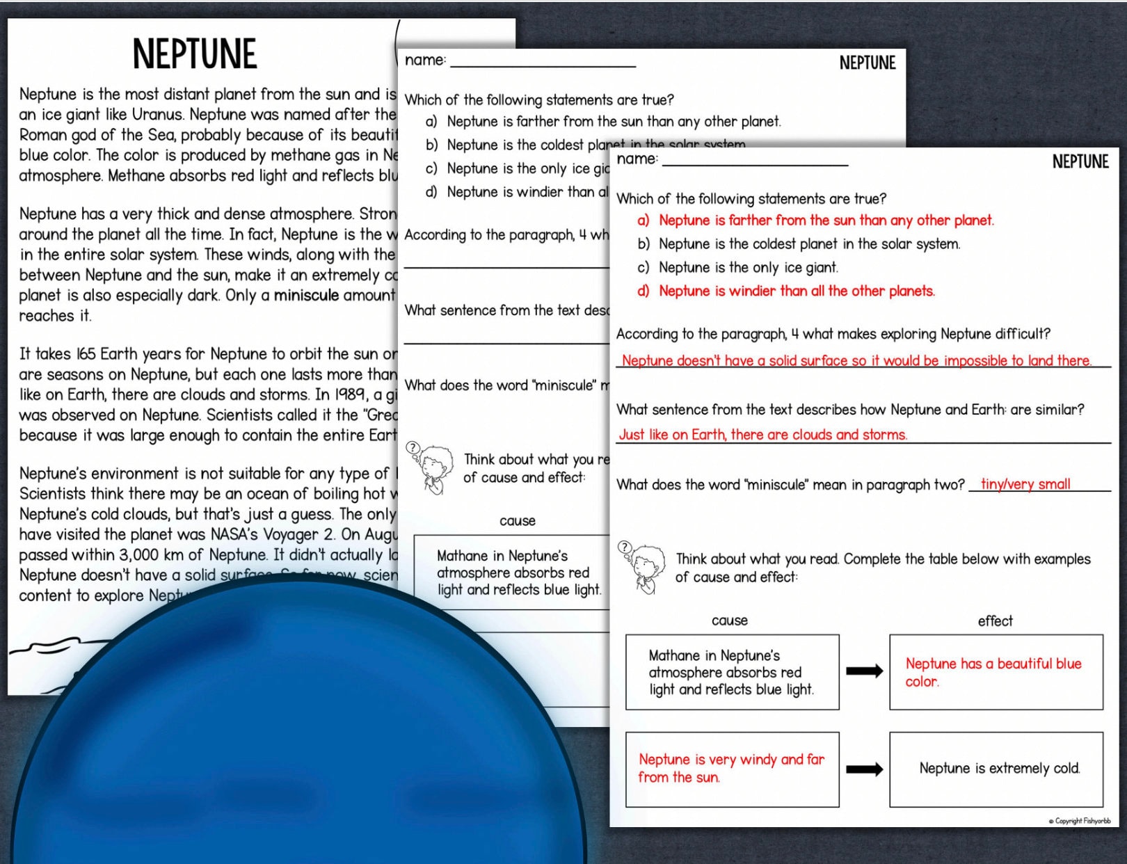 SOLAR SYSTEM Sun Planets Reading Worksheets Passages With Comprehension ...