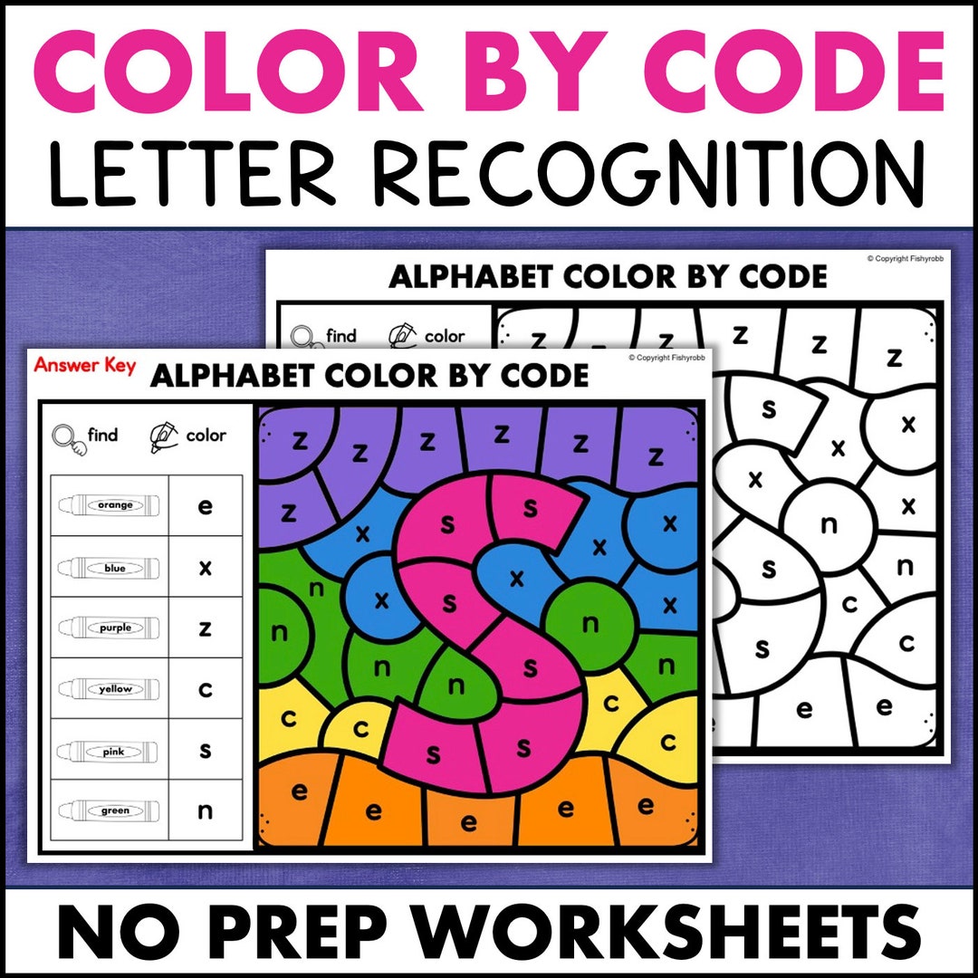 Kindergarten Alphabet Letters Color by Code Worksheets ABC Printables ...
