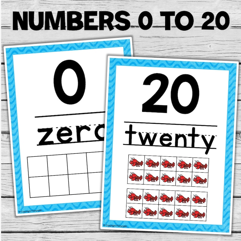 Printable UNDER the SEA Ocean Theme Number Posters 0-20 - Etsy