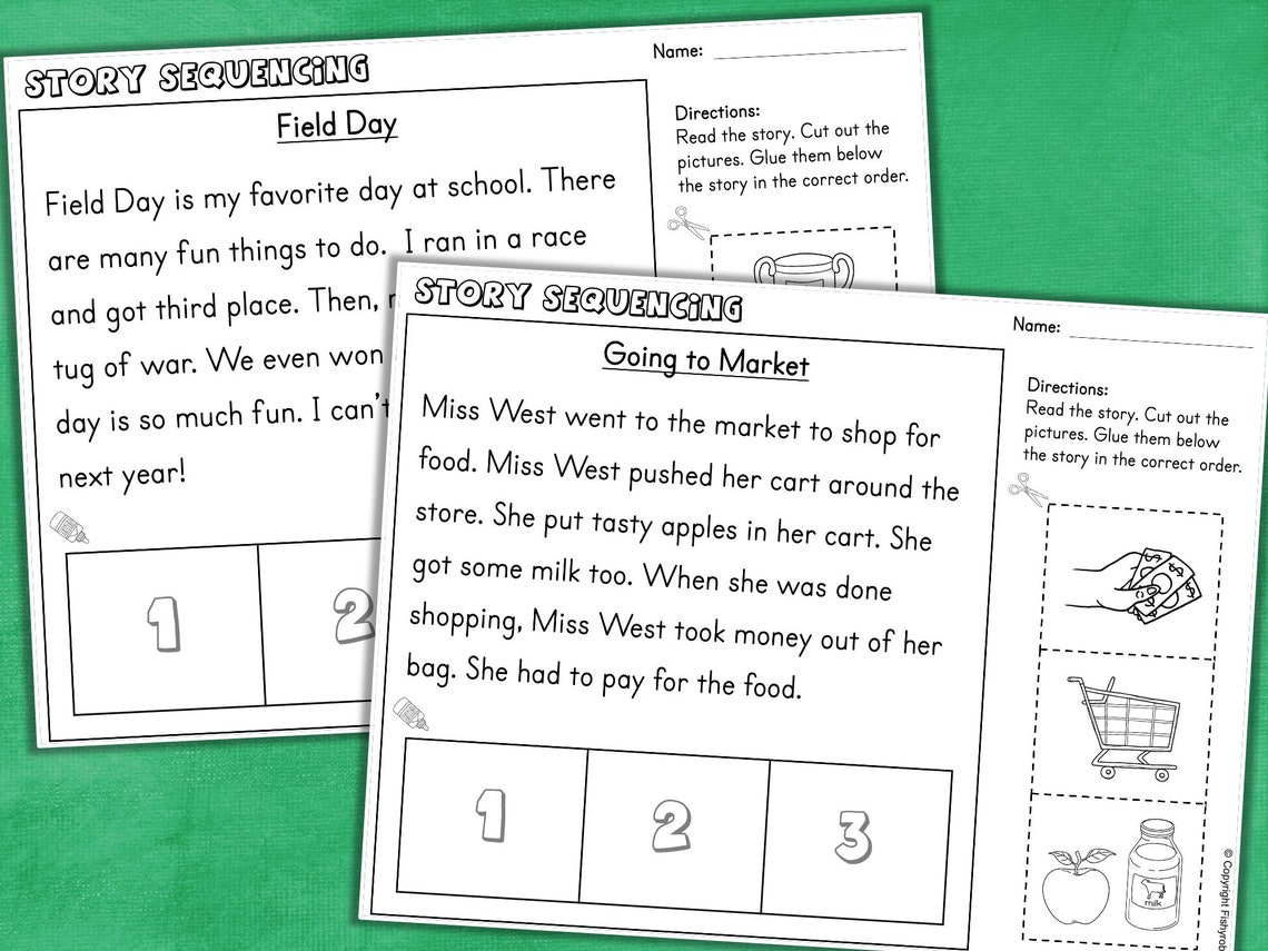 1st Grade Reading Comprehension Story Sequencing Cut & Glue - Etsy