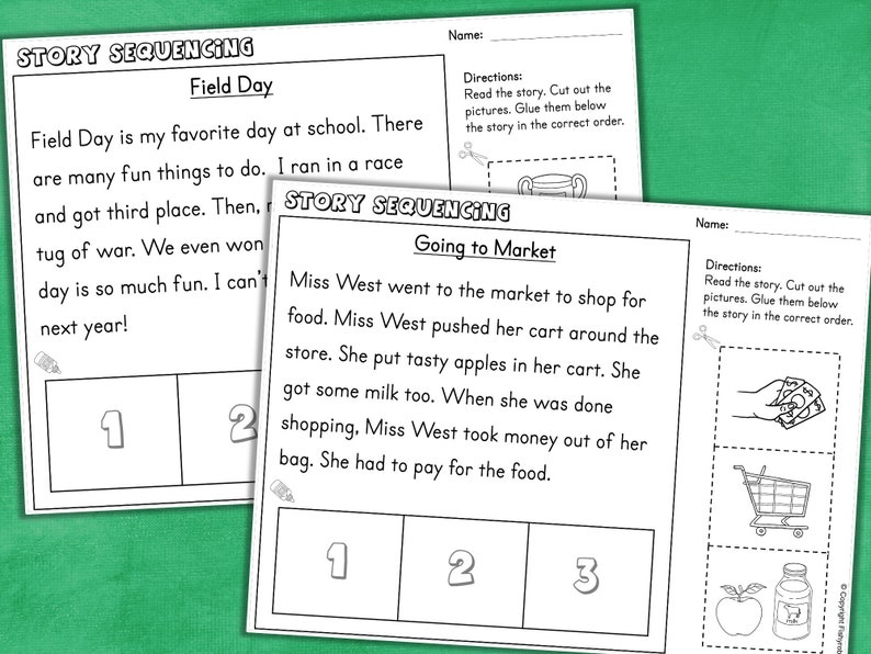 1st Grade Reading Comprehension Story Sequencing Cut & Glue - Etsy