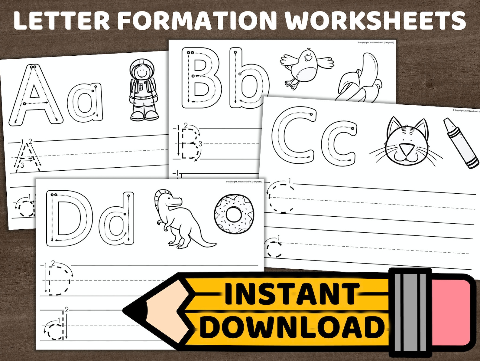 ABC Alphabet Letter Formation Worksheets Handwriting Tracing - Etsy