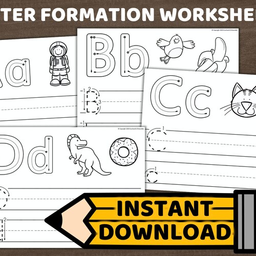 ABC Alphabet Letter Formation Worksheets Handwriting Tracing - Etsy