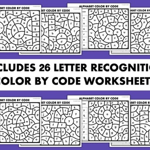 Kindergarten Alphabet Letters Color by Code Worksheets ABC Printables ...