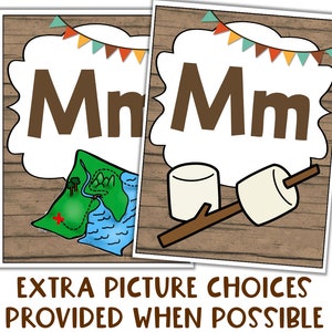 Printable CAMPING Theme ABC Alphabet Posters & Word Wall Letters A to Z ...