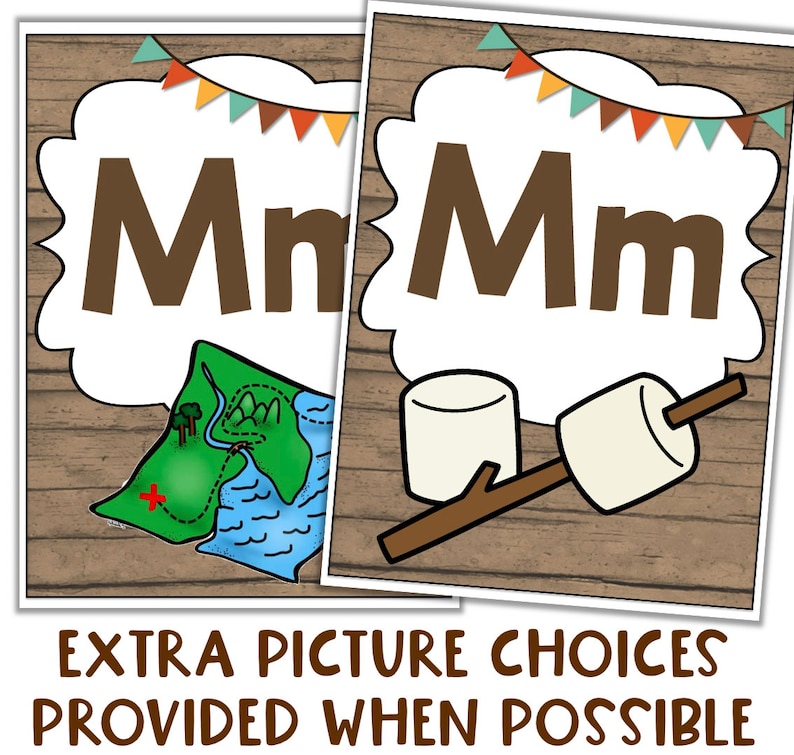 Printable CAMPING Theme ABC Alphabet Posters & Word Wall - Etsy