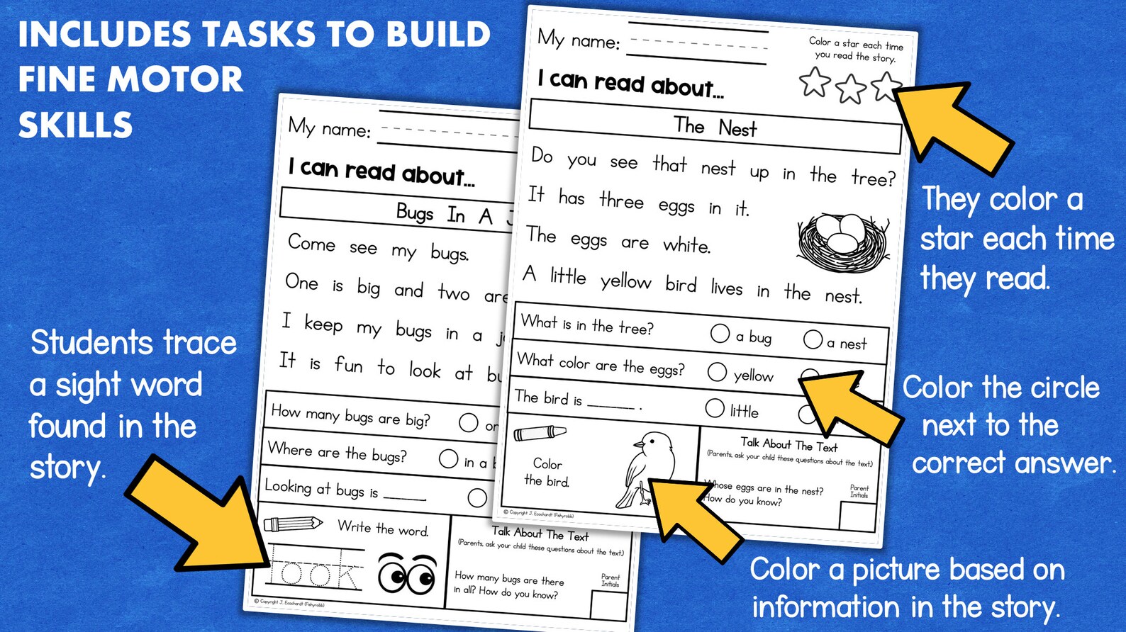 Kindergarten at Home Reading Worksheets Comprehension Passages ...