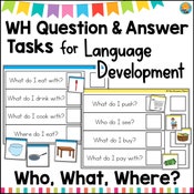 WH Questions Task Cards for Receptive Identification Autism Activities ...