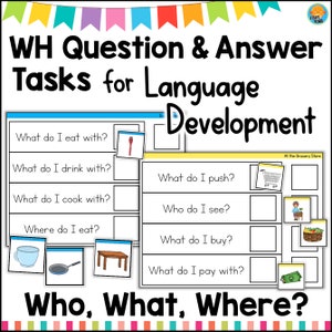 WH Questions Task Cards for Receptive Identification Autism Activities ...