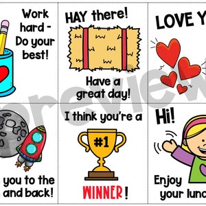 Cute Printable LUNCH BOX NOTES Positive Encouragement for Kids - Etsy