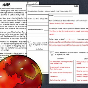 SOLAR SYSTEM Sun Planets Reading Worksheets Passages With Comprehension ...