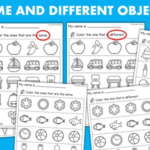 Same and Different Printable Worksheets Visual Discrimination Shapes ...