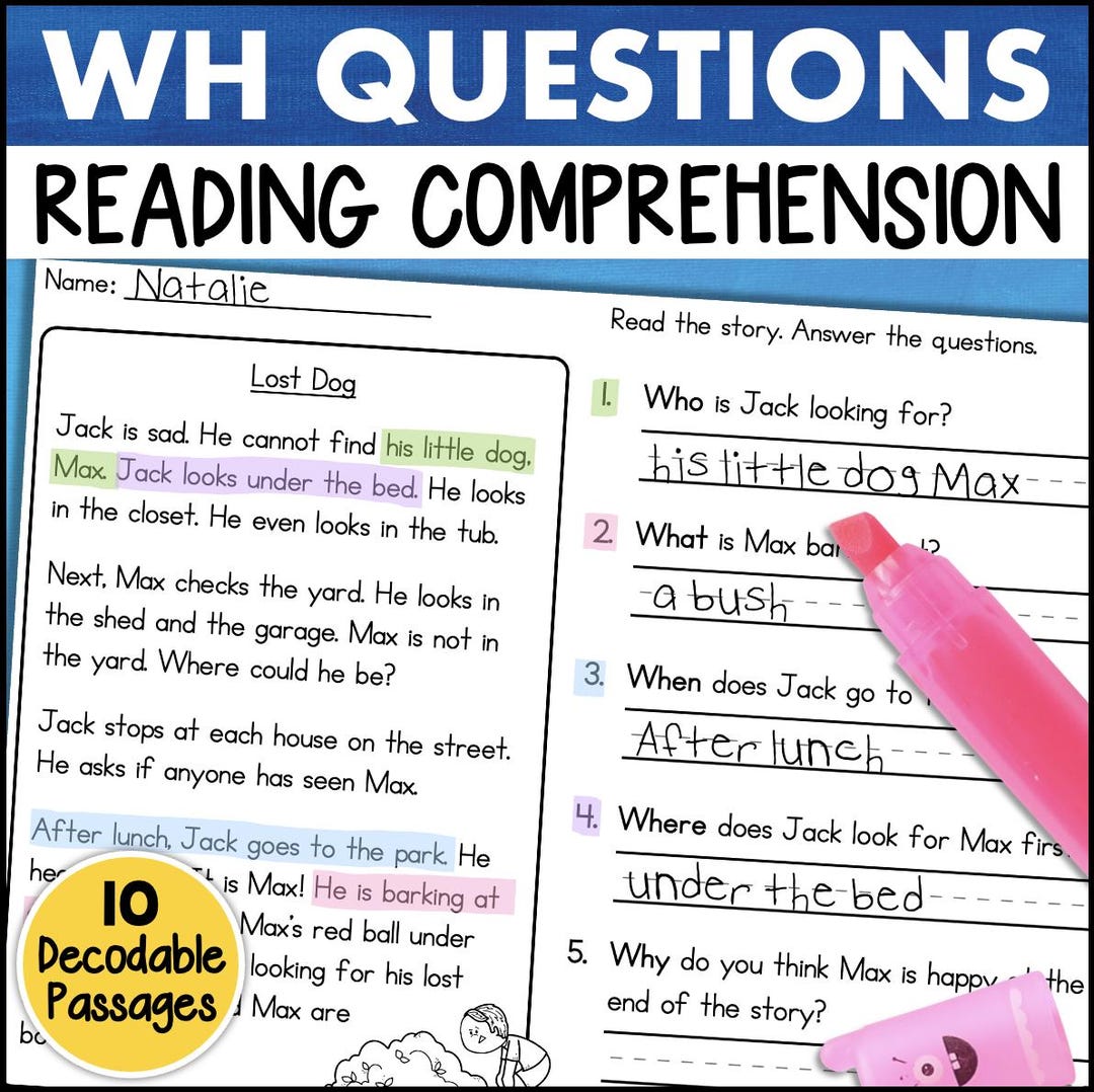 1st 2nd Grade Reading Comprehension Decodable Stories With WH Questions ...