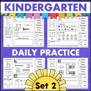 Kindergarten Daily Reading and Math Practice Morning Work Worksheets ...