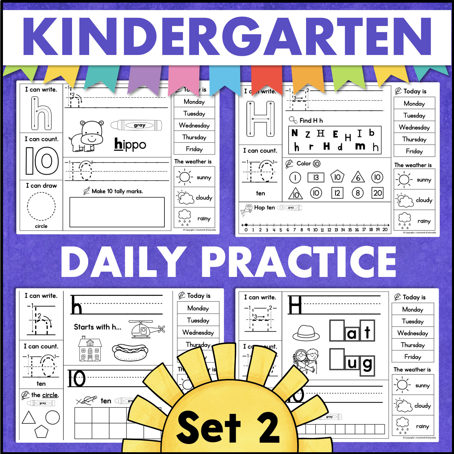 Kindergarten Daily Reading and Math Practice Morning Work Worksheets ...