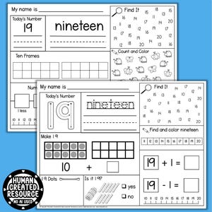 Kindergarten Math Worksheets Learning Numbers 1 to 20 Counting Number ...