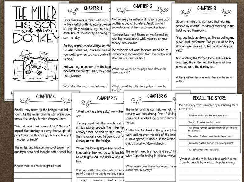 AESOP'S FABLES Printable Books Reading Comprehension BUNDLE 2nd 3rd ...
