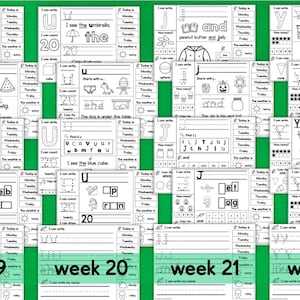 Kindergarten Daily Practice Worksheets FULL YEAR Spiral Review Phonics ...