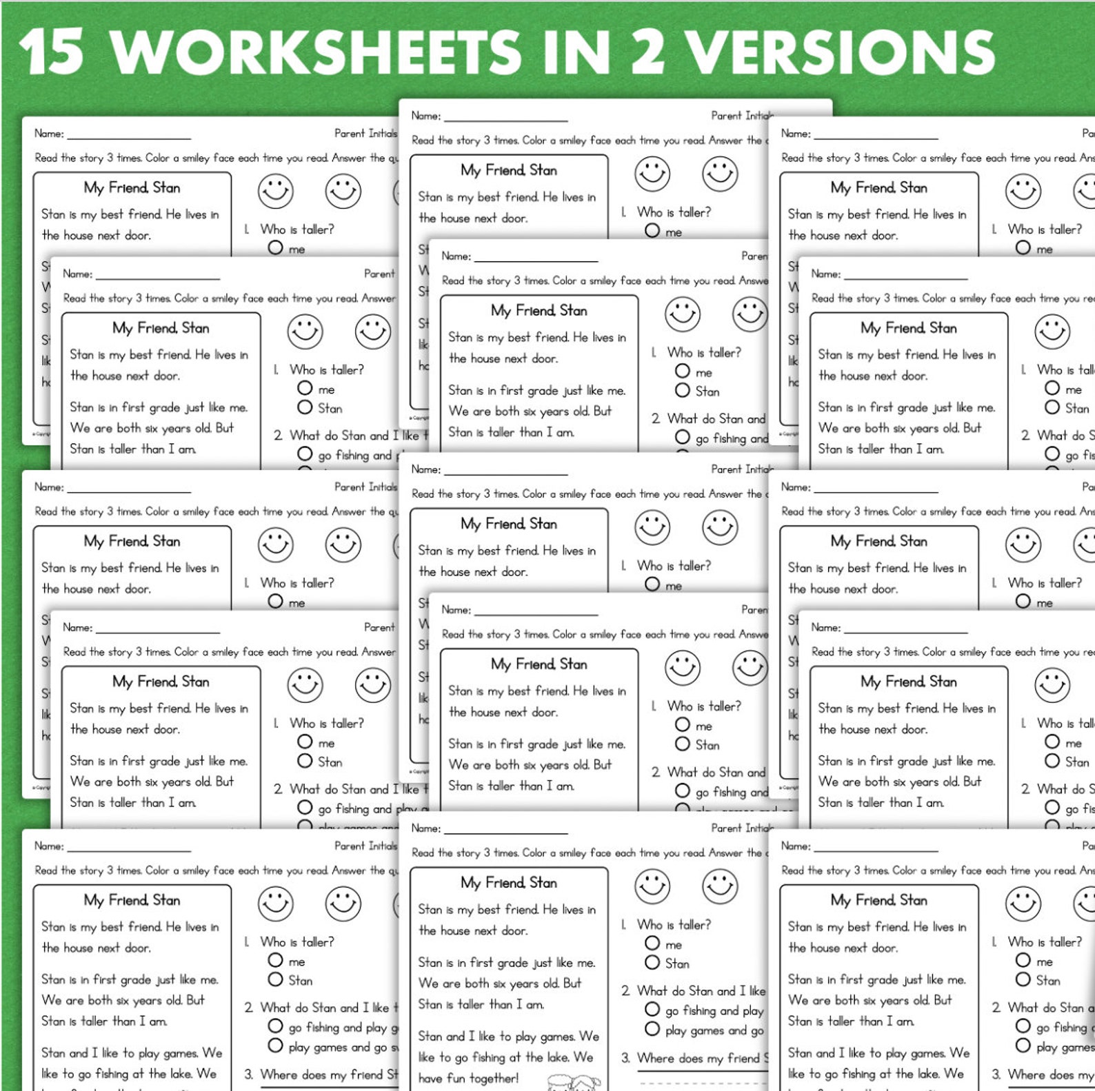 First Grade Reading Comprehension Worksheets Decodable Stories With ...