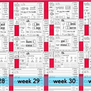 Kindergarten Daily Practice Worksheets FULL YEAR Spiral Review Phonics ...