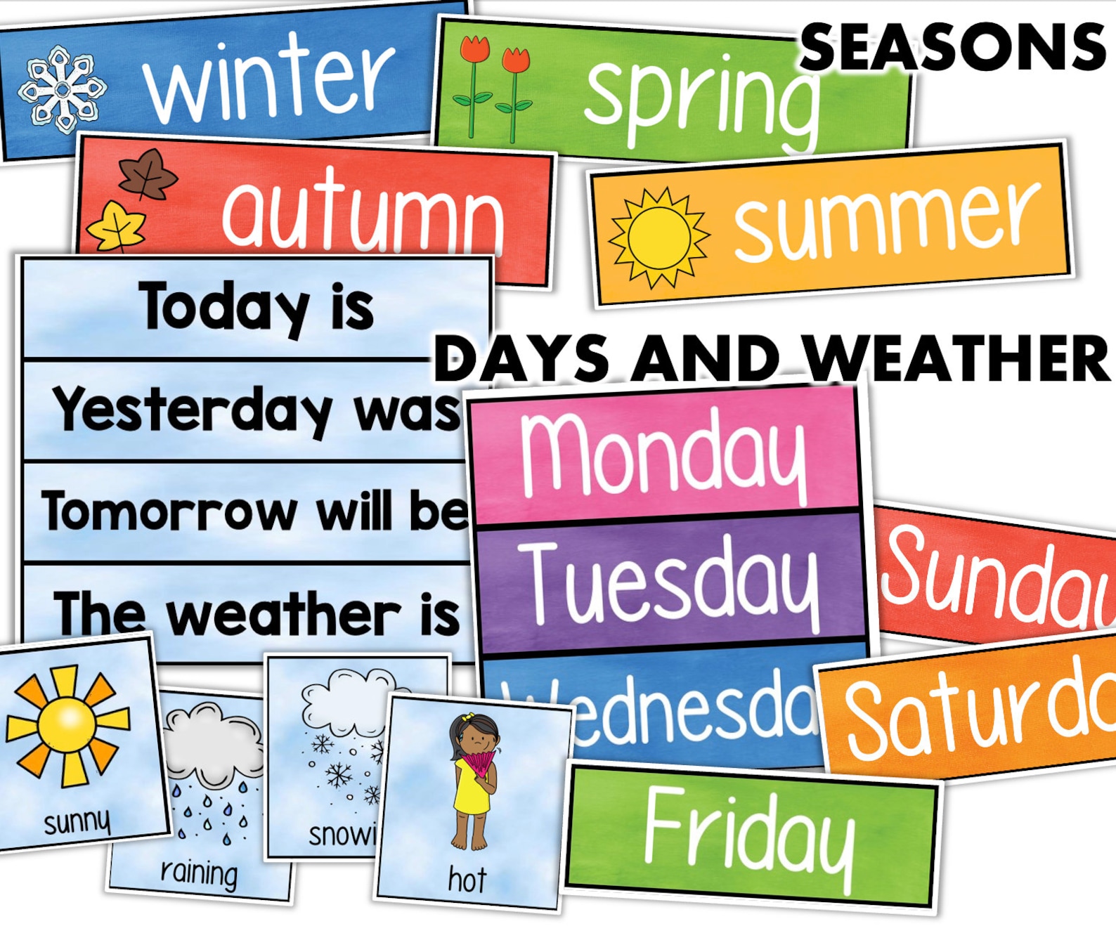 Classroom Calendar Kit Months Days Seasons Weather Date Cards Fits ...