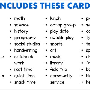 HOMESCHOOL Daily Visual Schedule Cards Printable Instant Download - Etsy