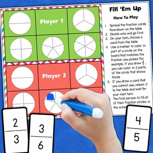 Fractions 5 Printable Math Games for 2 Players Learn at Home Homeschool ...