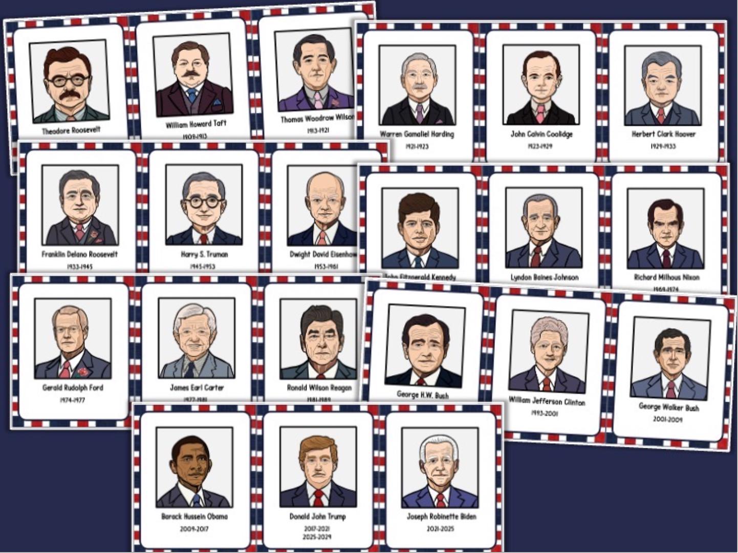 American Presidents Research Fast Facts Flash Cards United States U.S ...