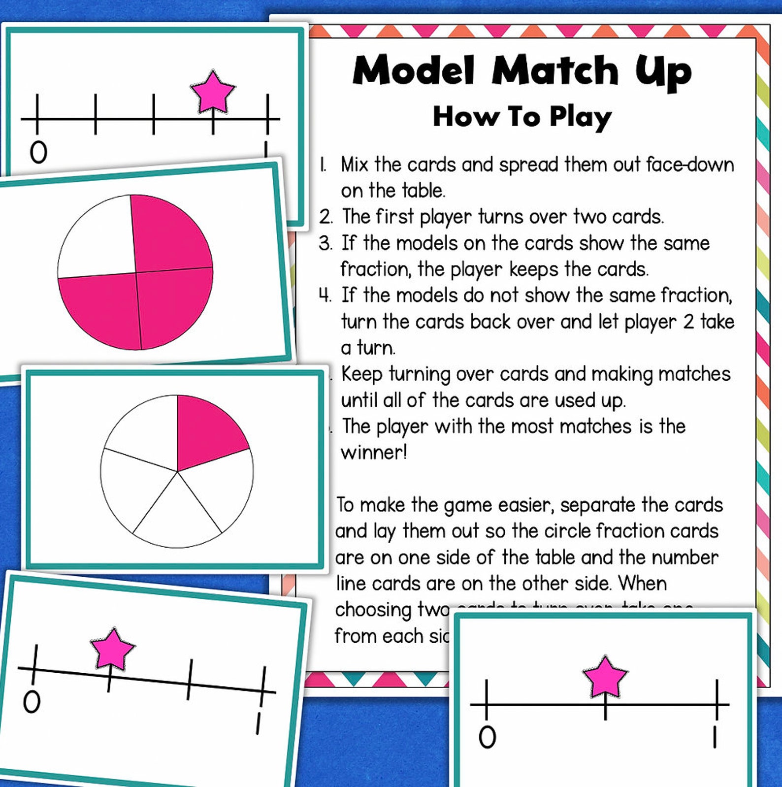 Fractions 5 Printable Math Games for 2 Players Learn at Home Homeschool ...