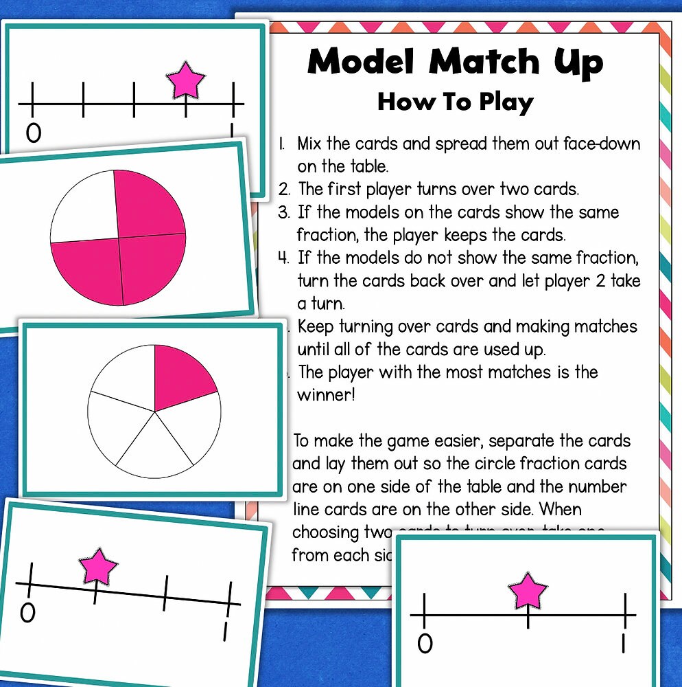 Fractions 5 Printable Math Games for 2 Players Learn at Home - Etsy