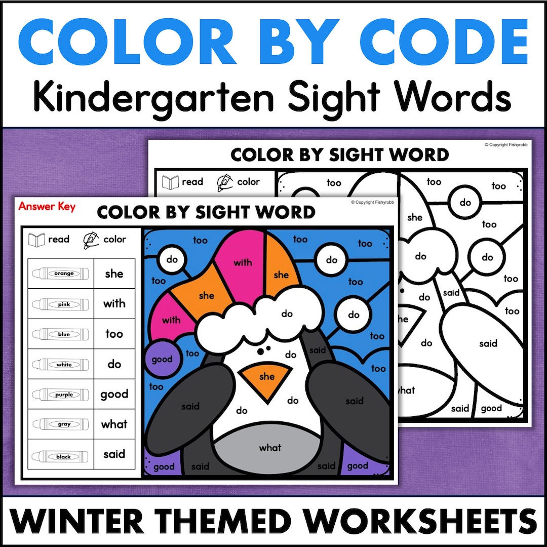 Kindergarten Sight Words Coloring Worksheets WINTER Learn to Read ...