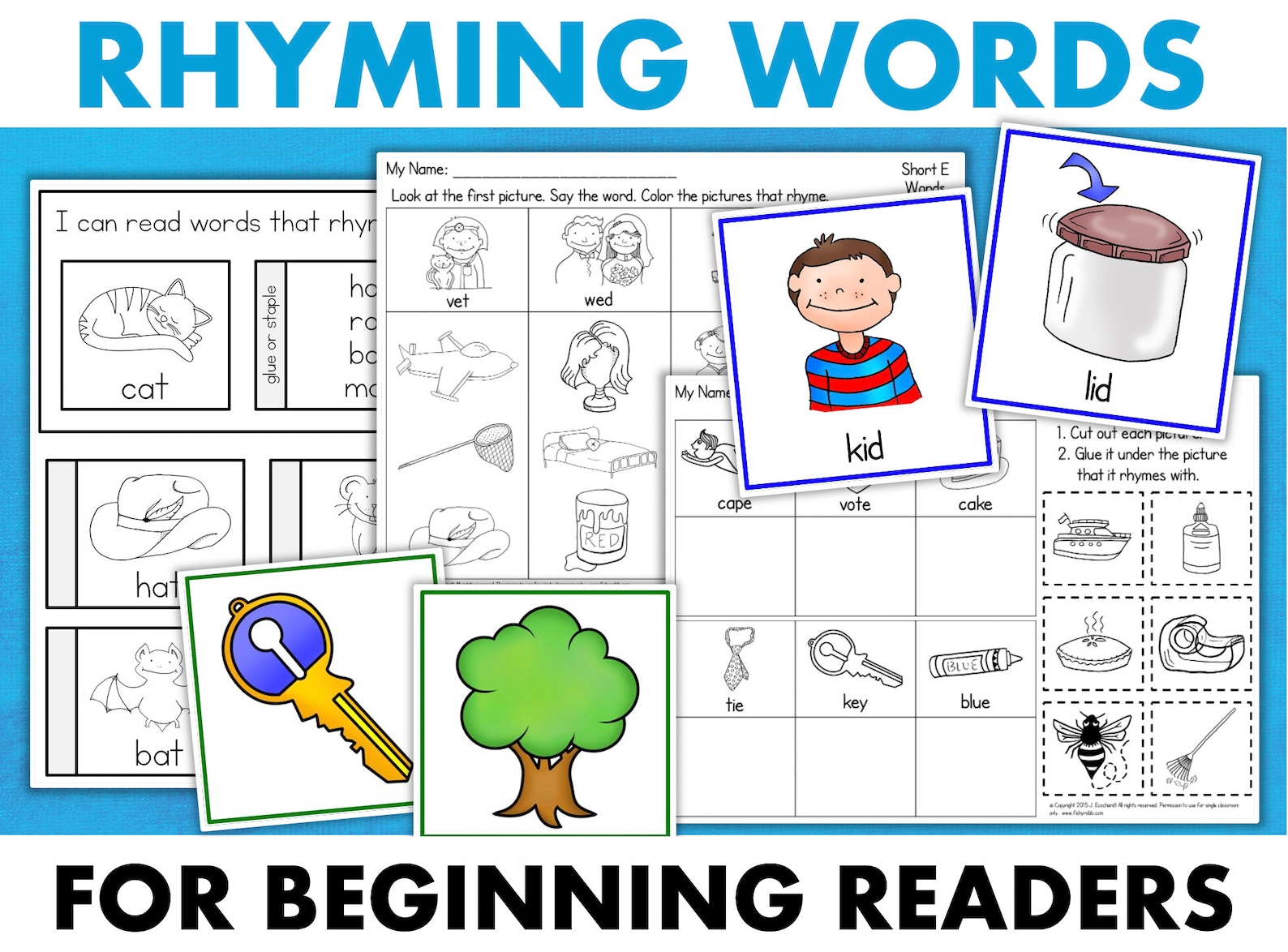 Rhyming Words Learn to Read Worksheets Activities Preschool - Etsy