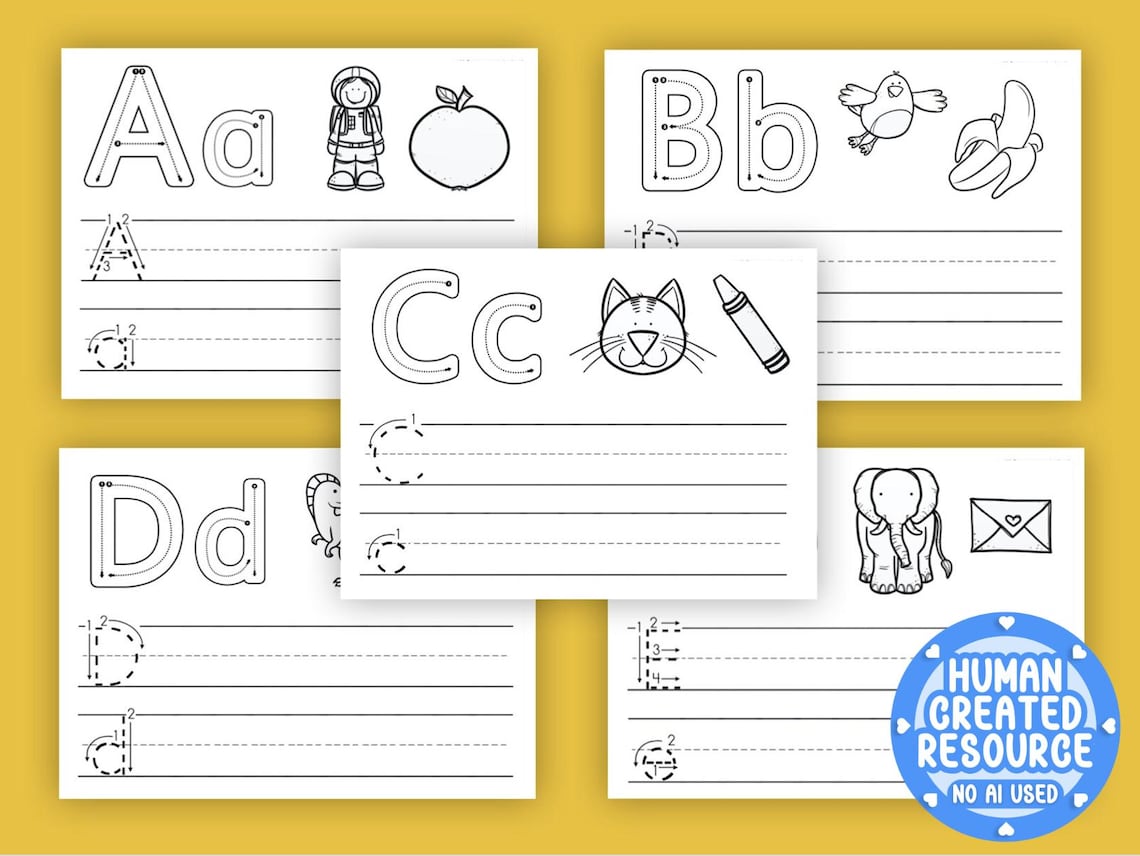 ABC Alphabet Letter Formation Worksheets Handwriting Tracing Learn to ...