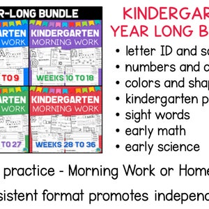 Kindergarten Daily Practice Worksheets FULL YEAR Phonics - Etsy
