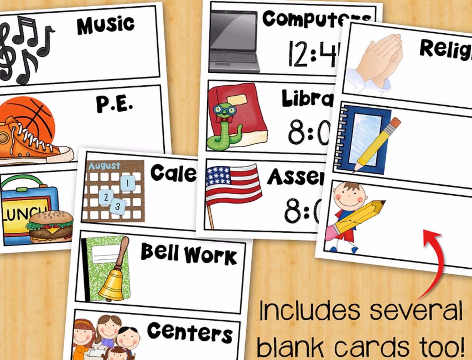 EDITABLE Classroom Daily Schedule Cards & Clocks Back to - Etsy