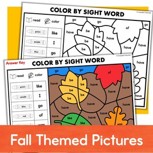 Kindergarten Sight Words Color by Code Worksheets Learn to Read ...