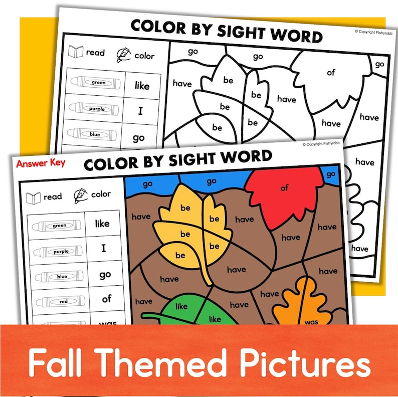 Kindergarten Sight Words Color by Code Worksheets (Instant Download) - Etsy