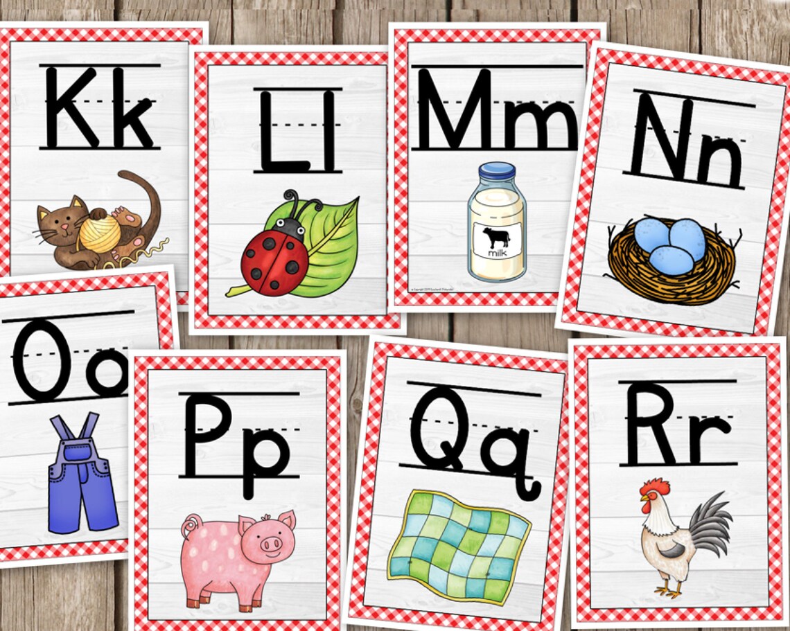 Printable Farm Theme Alphabet Posters ABC Letters Classroom - Etsy