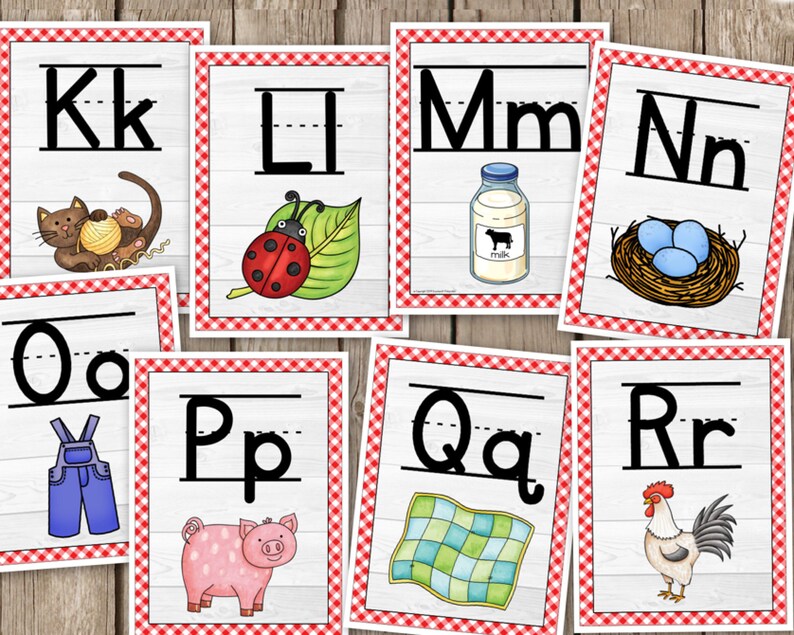 Printable Farm Theme Alphabet Posters ABC Letters Classroom | Etsy