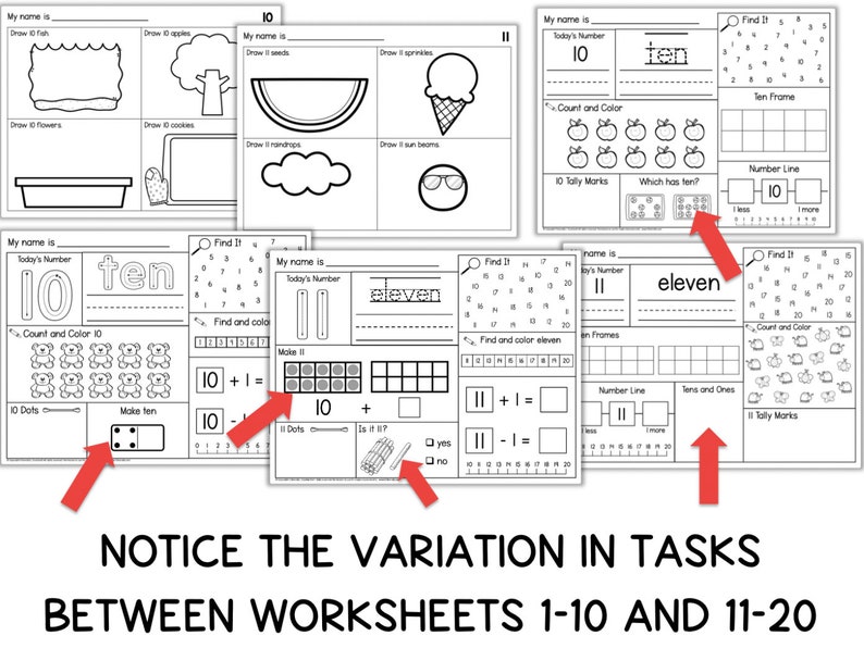 Kindergarten Math Worksheets Learning Numbers 1 to 20 Counting Number ...
